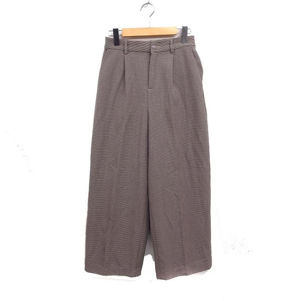 エニィファム anyFam 千鳥柄 タック ワイド パンツ 2 モカブラウン 薄茶 /FT18 レディース【ブランド】エニィファム anyFam【表記サイズ】2【実寸サイズ】ウエスト：約64-72cm　もも幅：約30cm　裾幅：約26cm　...
