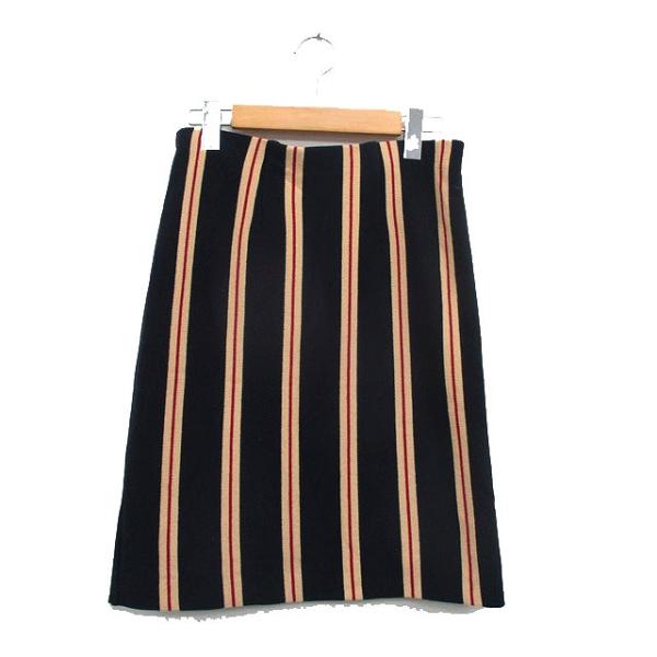 ラトカーレ LATO CALLE タイトスカート ミニ ストライプ M ネイビー 紺 /KT13 レディース【表記サイズ】M【実寸サイズ】ウエスト：約68cm　ヒップ：約86cm　スカート丈：約51cm　　【素材】本体 アクリル70％、毛3...