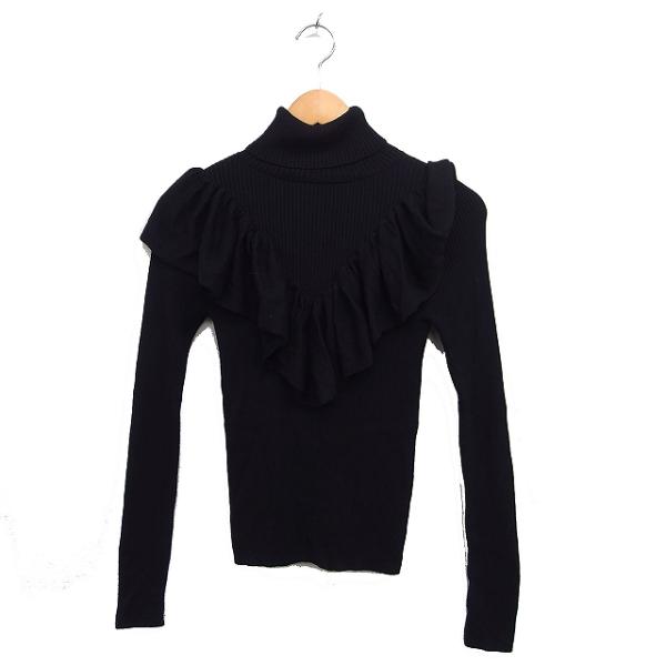デイシー deicy リブ ニット セーター 長袖 タートルネック ラッフル 無地 F ブラック 黒 /FT18 レディース【ブランド】デイシー deicy【表記サイズ】F【実寸サイズ】肩幅：約28cm　身幅：約32cm　袖丈：約66cm　...