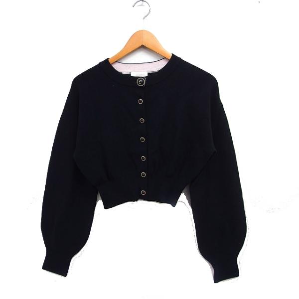 エイミーイストワール eimy istoire ニット カーディガン クロップド丈 無地 コットン 綿 F ブラック 黒 /FT18 レディース【ブランド】エイミーイストワール eimy istoire【表記サイズ】F【実寸サイズ】肩幅：5...