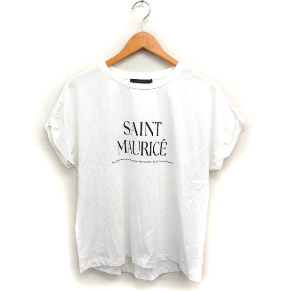 tomber du ciel ロゴ プリント Tシャツ カットソー 半袖 丸首 コットン 綿 ホワイト 白 /FT38 レディース【表記サイズ】記載なし【実寸サイズ】身幅：56cm　着丈：60cm　ゆき丈：35cm　　【素材】綿、ポリエステ...