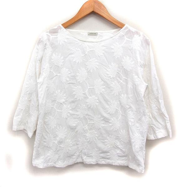 ノンブルアンペール NOMBRE IMPAIR 刺繍 ブラウス 7分袖 ボートネック コットン 綿 F ホワイト 白 /FT19 レディース【ブランド】ノンブルアンペール NOMBRE IMPAIR【表記サイズ】F【実寸サイズ】肩幅：38c...