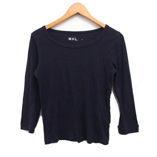 マーガレットハウエル MHL. ボートネック Tシャツ カットソー 7分袖 無地 コットン 綿 2 ブラック 黒 /FT24 レディース【ブランド】マーガレットハウエル MHL.【表記サイズ】2【実寸サイズ】肩幅：36cm　身幅：44cm　...