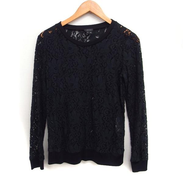 セオリー Theory レース カットソー Tシャツ 長袖 丸首 S ブラック 黒 /FT46 レディース【ブランド】セオリー Theory【表記サイズ】S【実寸サイズ】肩幅：40cm　身幅：46cm　着丈：60cm　袖丈：64cm　　【素...