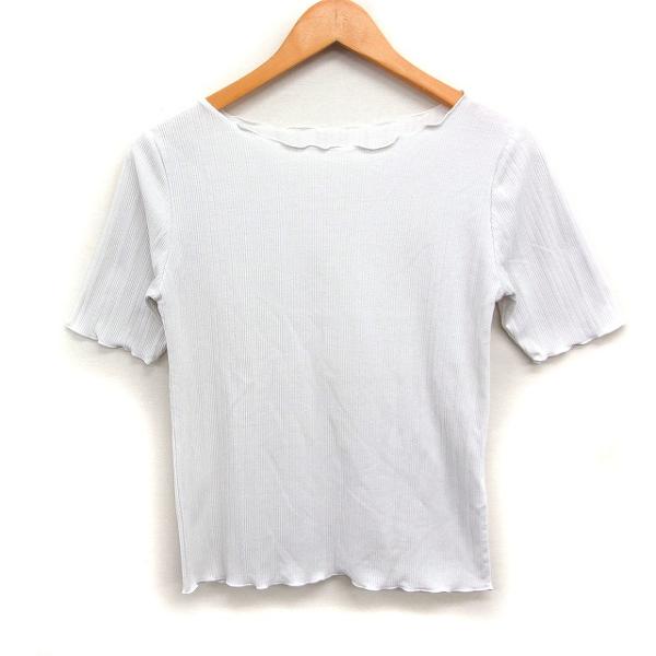 ビス ViS リブ カットソー Tシャツ 半袖 ボートネック 無地 F ホワイト 白 /FT16 レディース【ブランド】ビス ViS【表記サイズ】F【実寸サイズ】肩幅：36cm　身幅：40cm　着丈：50cm　袖丈：23cm　　【素材】ポリ...