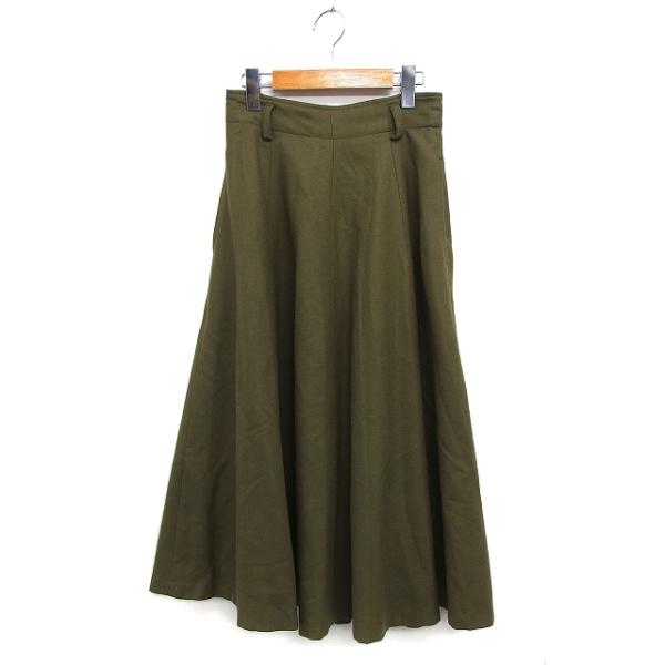 イディオム コンテ IDIOM CONTE ウール フレア マキシ丈 スカート シンプル バックジップ ロング カーキ /NT27 レディース【表記サイズ】表記なし実寸サイズをご確認ください【実寸サイズ】ウエスト：68cm　ヒップ：82cm...
