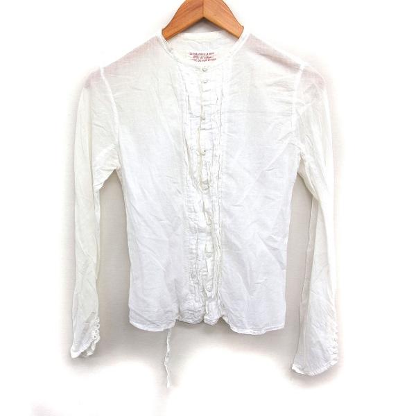 パドカレ pas de calais シャツ ブラウス 長袖 切替シルク コットン 綿 無地 38 ホワイト 白 /FT32 レディース【ブランド】パドカレ pas de calais【表記サイズ】38【実寸サイズ】肩幅：38cm　身幅：4...