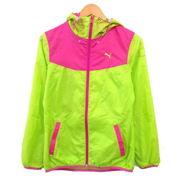 プーマ PUMA 国内正規品 スポーツウェア ナイロンジャケット フード 裏メッシュ M グリーン 緑 /KT18 レディース【ブランド】プーマ PUMA【表記サイズ】M【実寸サイズ】肩幅：約38cm　身幅：約47cm　着丈：約64cm　袖...