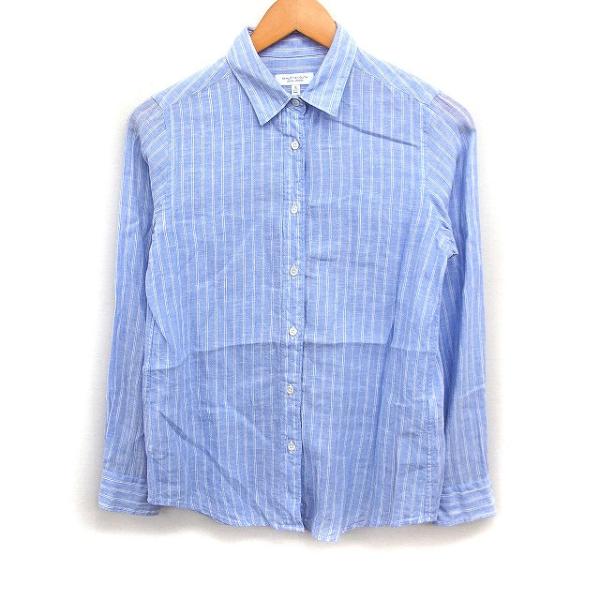 B&amp;Y ユナイテッドアローズ BEAUTY&amp;YOUTH ビューティー&amp;ユース リネン ストライプ シャツ 長袖 S ブルー 青 /FT24 レディース【ブランド】B&amp;Y ユナイテッドアローズ BEAUTY&a...