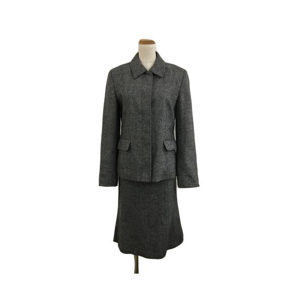 クミキョク 組曲 セットアップ スーツ ジャケット スタンダード 長袖 2 スカート 台形 膝丈 ツイード調 ウール 1 グレー レディース【ブランド】クミキョク 組曲 KUMIKYOKU【表記サイズ】ジャケット 2スカート 1(実寸サイズ...