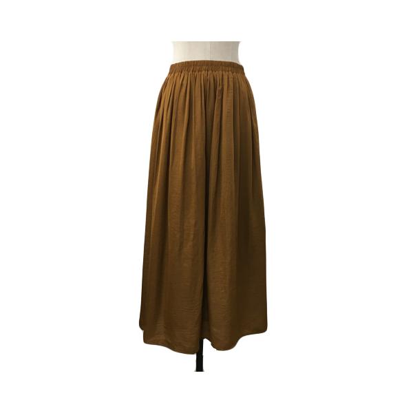 ルルリリィ LULULLILY スカート フレア ギャザー ロング ウエストゴム 無地 L 茶 テラコッタ ブラウン レディース【表記サイズ】L【実寸サイズ】ウエスト：64〜72cm　ヒップ：86cm　スカート丈：87cm　　【素材】ポリエ...