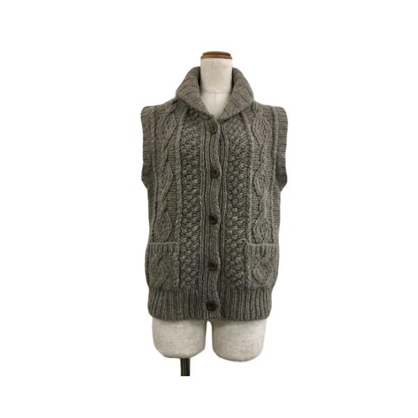 スタディオクリップ Studio Clip my STANDARD ベスト ニット ショールカラー ウール ケーブル編み メランジ グレー 茶 ブラウン レディース【ブランド】スタディオクリップ Studio Clip【表記サイズ】表記タグ...