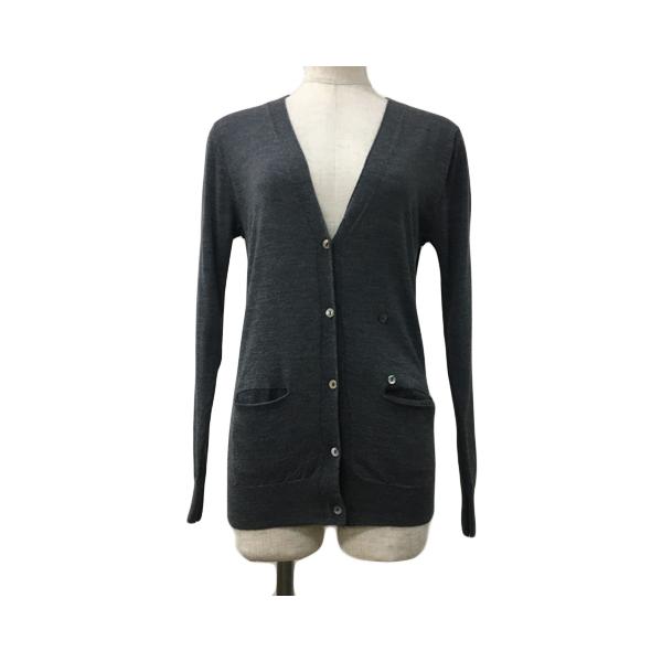 フェルトリーネ FELTRINE カーディガン ニット Vネック 無地 ウール ラメ ライン 長袖 38 グレー レディース【表記サイズ】38(実寸サイズをご確認ください。)【実寸サイズ】肩幅：36cm　身幅：38cm　着丈：58cm　袖丈...