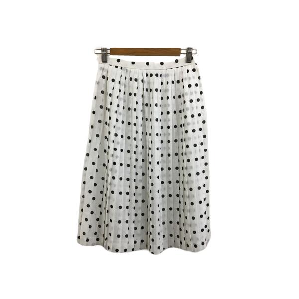 コレット KORET スカート プリーツ 膝丈 透け感 シアー ドット 水玉 白 黒 ホワイト ブラック レディース【表記サイズ】表記タグがございません。(実寸サイズをご確認ください。)【実寸サイズ】ウエスト：62cm　ヒップ：90cm　ス...