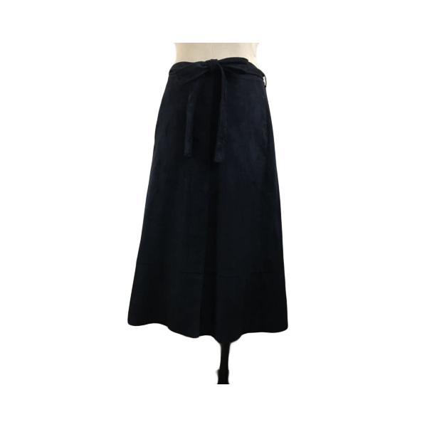 グリーンレーベルリラクシング ユナイテッドアローズ Sporting&amp;Style スカート フレア 膝丈 リボンベルト スエード調 無地 38 紺 ネイビー【ブランド】グリーンレーベルリラクシング ユナイテッドアローズ green ...