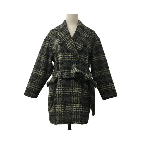 イーブス YEVS コート チェスター ハーフ ダブル ベルト付き チェック S 茶 ベージュ ブラウン レディース【ブランド】イーブス YEVS【表記サイズ】S【実寸サイズ】肩幅：49cm　身幅：54cm　着丈：74cm　袖丈：47cm　...