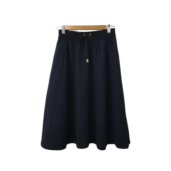 グリーンレーベルリラクシング ユナイテッドアローズ Sporting＆Style スカート フレア ひざ丈 ドロスト ウール ストライプ 紺 白【ブランド】グリーンレーベルリラクシング ユナイテッドアローズ green label rela...