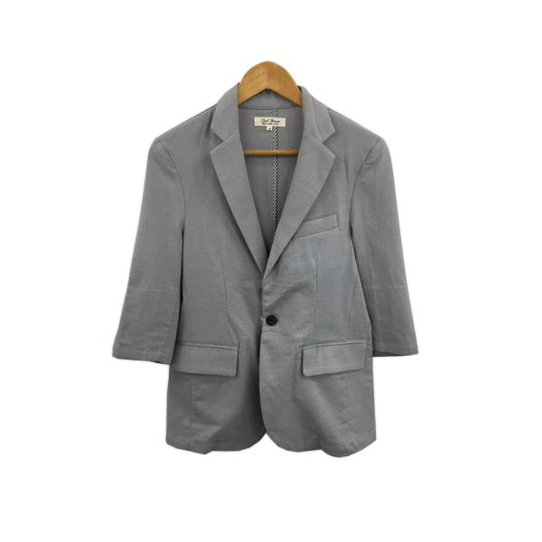 未使用品 スティールブラウン Steel Brawn ジャケット テーラード 無地 リネン混 七分袖 M グレー メンズ【表記サイズ】M【実寸サイズ】肩幅：39cm　身幅：47cm　着丈：65cm　袖丈：42cm　　【素材】本体 綿85％ ...