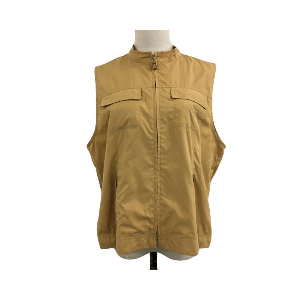 シンプルライフ SIMPLE LIFE ベスト スタンドカラー ダブルジップ 無地 13 黄 ベージュ イエロー レディース【表記サイズ】13(実寸サイズをご確認ください。)【実寸サイズ】身幅：54cm　着丈：58cm　　【素材】ポリエステ...