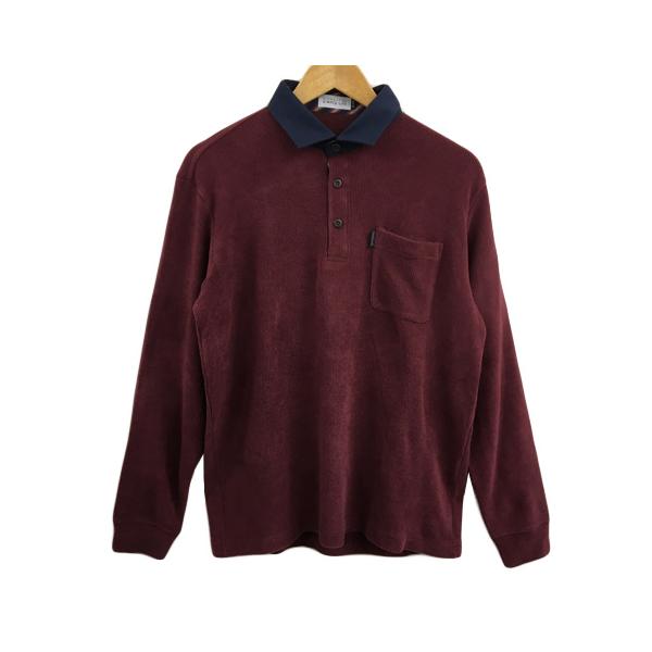 エレメントオブシンプルライフ element of SIMPLE LIFE ポロシャツ ニット 無地 リブ 長袖 L 赤 紺 レッド ネイビー メンズ【表記サイズ】L【実寸サイズ】肩幅：46cm　身幅：54cm　着丈：68cm　袖丈：61c...