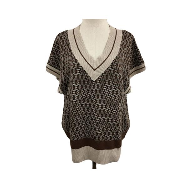 レイカズン Ray cassin frames ベスト ジレ ニット 総柄 F 茶 ベージュ ブラウン レディース【ブランド】レイカズン Ray cassin【表記サイズ】F(実寸サイズをご確認ください。)【実寸サイズ】身幅：56cm　着丈...