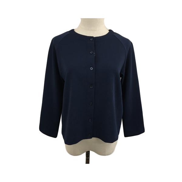 モカサン mocassin ジャケット ノーカラー 無地 長袖 2 紺 ネイビー レディース【表記サイズ】2(実寸サイズをご確認ください。)【実寸サイズ】身幅：49cm　着丈：47.5cm　ゆき丈：65.5cm　　【素材】ポリエステル99％...