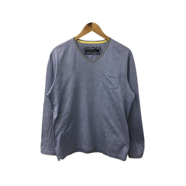 インターメッツォ INTERMEZZO Tシャツ カットソー ロンT Vネック プルオーバー ボーダー 長袖 LL 水色 ライトブルー グレー メンズ【ブランド】インターメッツォ INTERMEZZO【表記サイズ】LL【実寸サイズ】肩幅：4...
