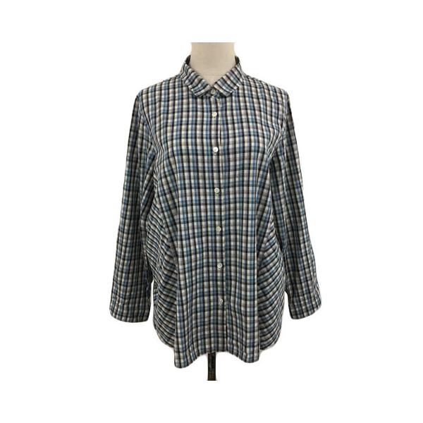 シンプルライフ SIMPLE LIFE シャツ ブラウス スタンダード チェック 長袖 15 水色 黒 ライトブルー ブラック レディース【表記サイズ】15(実寸サイズをご確認ください。)【実寸サイズ】肩幅：39cm　身幅：53cm　着丈：...