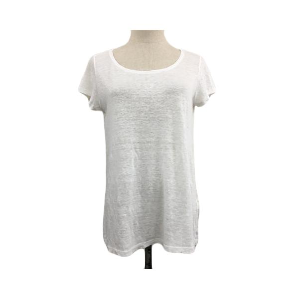 トランジットパーサッチ Transit par such カットソー Tシャツ プルオーバー Uネック 透け感 リネン 半袖 2 白 ホワイト レディース【表記サイズ】2(実寸サイズをご確認ください。)【実寸サイズ】肩幅：34cm　身幅：4...