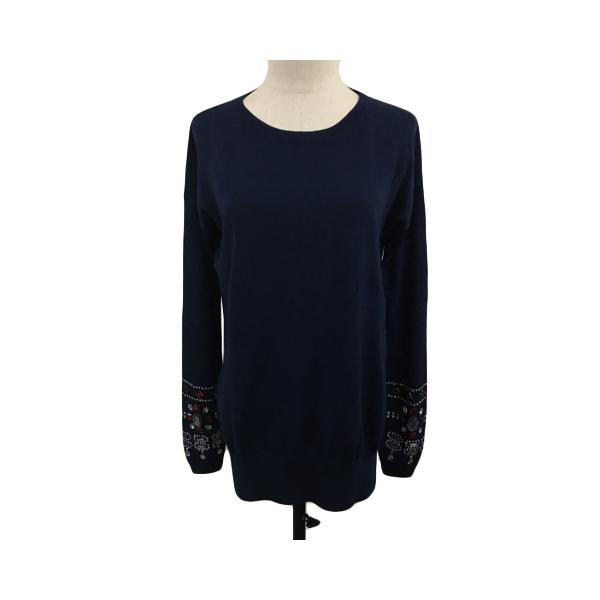 マーカスルプファー MARKUS LUPFER セーター ニット プルオーバー ラウンドネック ビジュー ウール 長袖 S 紺 ネイビー レディース【ブランド】マーカスルプファー MARKUS LUPFER【表記サイズ】S【実寸サイズ】身幅...