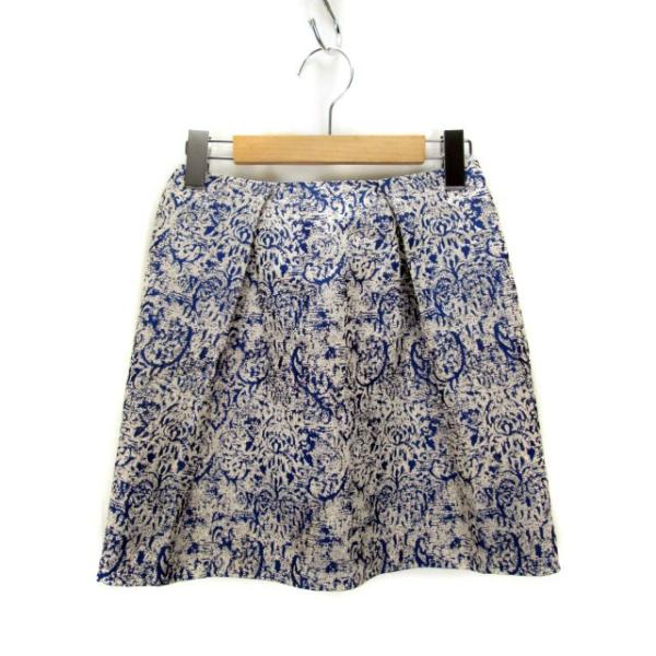 ラボラトリーワーク laboratory work スカート ジャガード ラメ タック M 青 ベージュ レディース【ブランド】ラボラトリーワーク laboratory work【表記サイズ】M【実寸サイズ】ウエスト：66cm　ヒップ：92...