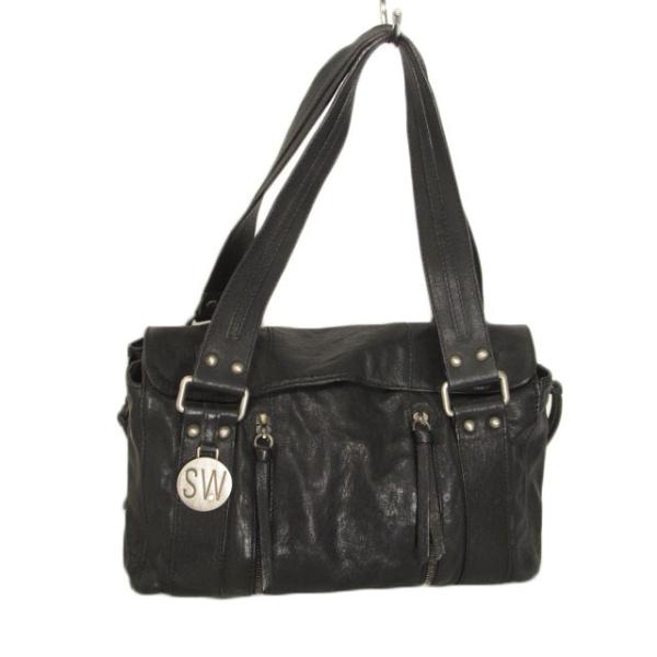スチュアートワイツマン STUART WEITZMAN ハンドバッグ レザー 黒 ブラック レディース【ブランド】スチュアートワイツマン STUART WEITZMAN【実寸サイズ】持ち手の長さ：52cm　ヨコ：34cm　タテ：20cm　マ...