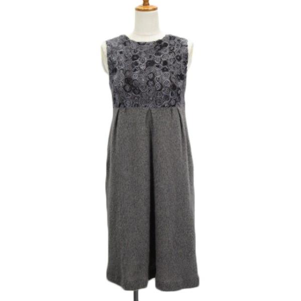 グランミディ grand midi PARFOIS ワンピース ニット フラワー モチーフ ノースリーブ ウール混 グレー レディース【ブランド】グランミディ grand midi【表記サイズ】表記なし（実寸サイズをご確認ください）【実寸サ...