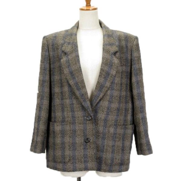 レリアン Leilian EMMERICH EGER ジャケット テーラード 格子 ツイード ウール 9 グレー ベージュ レディース【ブランド】レリアン Leilian【表記サイズ】9【実寸サイズ】肩幅： 41cm　身幅：54cm　袖丈：...