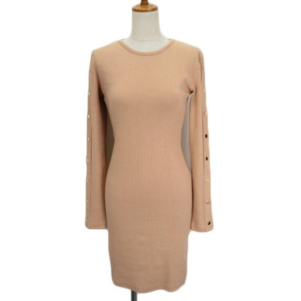 未使用品 ミスガイデッド MISSGUIDED ワンピース リブニット タイト 10 ベージュ レディース【表記サイズ】Mサイズ相当UK10EU38US6【実寸サイズ】肩幅：38cm　身幅：40cm　袖丈：60cm　着丈：88cm　　【素材...