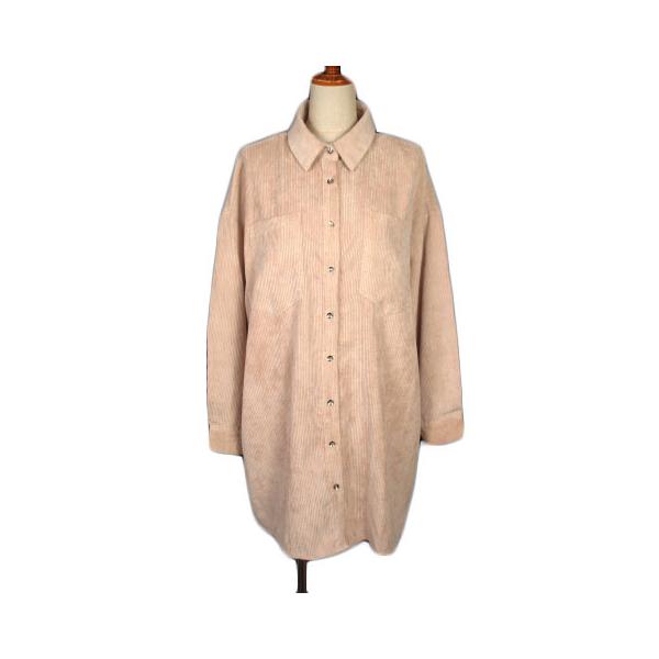 ミスガイデッド MISSGUIDED シャツ コーデュロイ ロング 10 ピンクベージュ レディース【表記サイズ】UK10EUR38US6【実寸サイズ】身幅：56cm　着丈：84cm　ゆき丈：80cm　　【素材】ポリエステル100%【色】ピ...