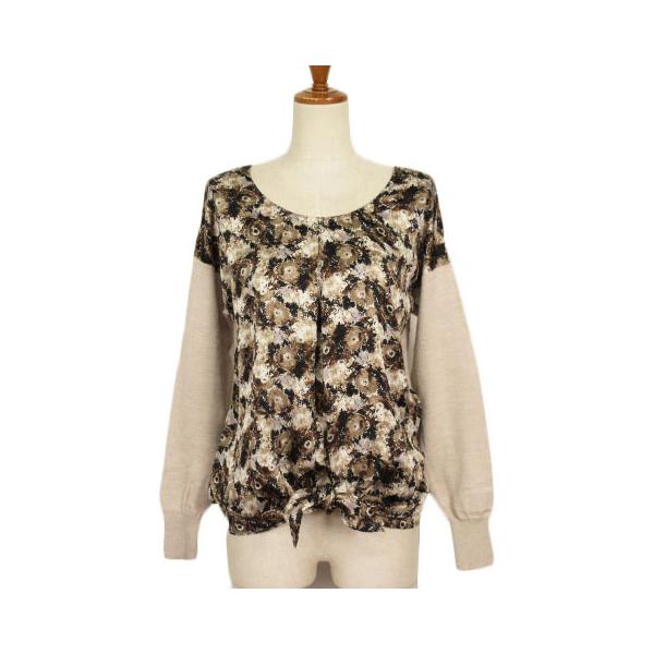 ラボラトリーワーク laboratory work カットソー ニット ドッキング フロントノット ウール M グレー ベージュ レディース【ブランド】ラボラトリーワーク laboratory work【表記サイズ】M【実寸サイズ】身幅：4...