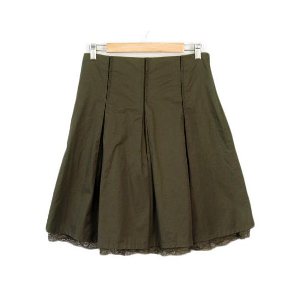 エッセンシャル アントワープ Essentiel Antwerp スカート タック レース 36 カーキ レディース【表記サイズ】36【実寸サイズ】ウエスト：74cm　ヒップ：98cm　スカート丈：59cm　　【素材】綿55% ナイロン45...