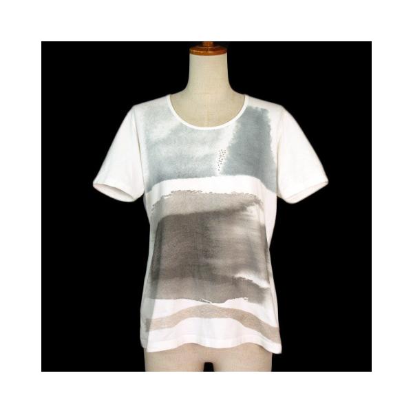 マリナ リナルディ MARINA RINALDI カットソー ラインストーン ストレッチ 半袖 S イタリア製 白 ホワイト レディース【表記サイズ】S【実寸サイズ】肩幅：40cm　身幅：49cm　袖丈：19cm　着丈：59cm　　【素材】...