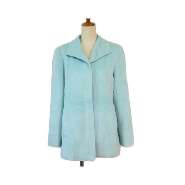 サンヨーコート SANYO COAT コート ステッチ アンゴラ ウール 11 青 ブルー レディース【表記サイズ】11【実寸サイズ】肩幅：42cm　身幅：50cm　袖丈：60cm　着丈：71cm　　【素材】表地 アンゴラ65% 毛35%　...
