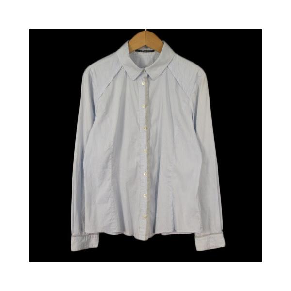 BERNARD PERRIS ベルナール ペリス シャツ パイピング 長袖 コットン 40 水色 ブルー レディース【表記サイズ】40【実寸サイズ】肩幅：40cm　身幅：48cm　袖丈：56cm　着丈：59cm　　【素材】綿71% ナイロン...