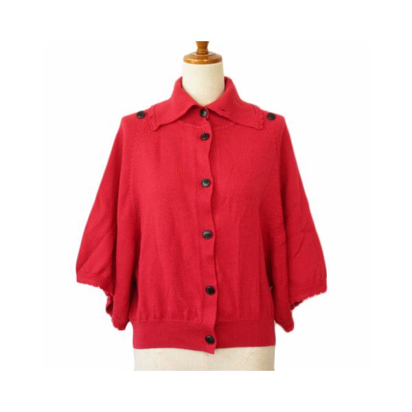 ジェルべ GERVE カーディガン ニット ポンチョ レース ウール 40 赤 レッド レディース【表記サイズ】40【実寸サイズ】着丈：53cm　ゆき丈：58cm　裾幅：37cm　　【素材】毛100%【色】赤 レッド　　※色に関してはこの商...