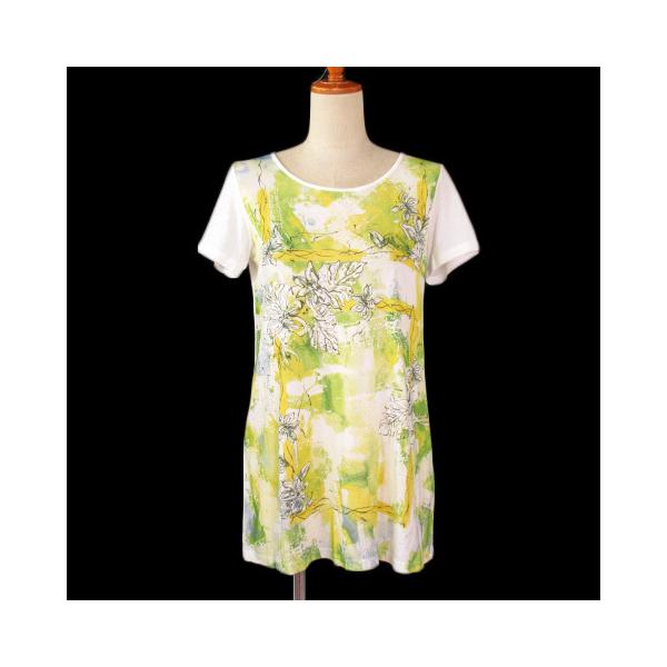 インテレクション INTELLECTION カットソー プルオーバー 花柄 半袖 40 白 ホワイト レディース【ブランド】インテレクション INTELLECTION【表記サイズ】40【実寸サイズ】肩幅：36cm　身幅：42cm　袖丈：16...