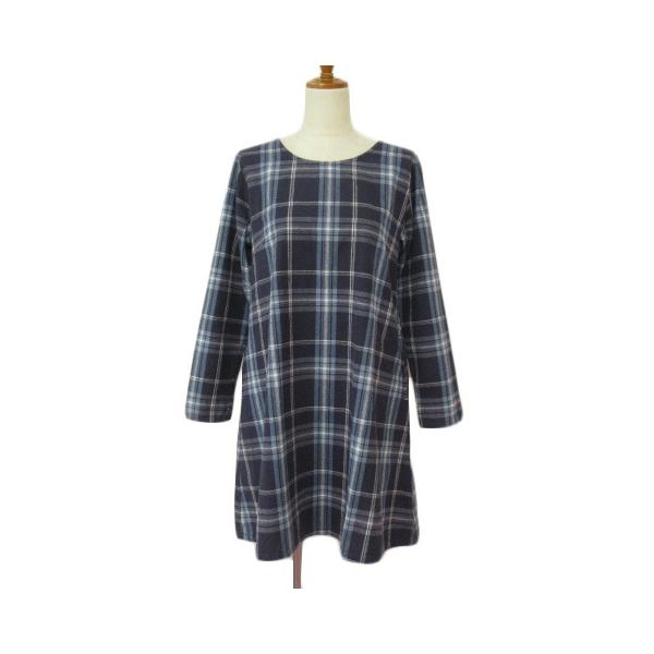 クロストーククラブ cross talk club ワンピース プルオーバー チェック M 紺 ネイビー レディース【表記サイズ】M【実寸サイズ】肩幅：38cm　身幅：48cm　袖丈：54cm　着丈：82cm　　【素材】本体 別布 綿100...