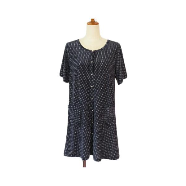 バリバレ bali barret ワンピース ブラウス ドット ノーカラー M 紺 ネイビー レディース【ブランド】バリバレ bali barret【表記サイズ】M【実寸サイズ】肩幅：40cm　身幅：48cm　袖丈：23cm　着丈：80cm...