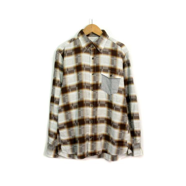 シンプルライフ SIMPLE LIFE シャツ ボタンダウン チェック長袖 M 茶 ブラウン メンズ【表記サイズ】M【実寸サイズ】肩幅：43cm　身幅：54cm　袖丈：58cm　着丈：72cm　　【素材】綿100%【色】ブラウン グレー ホ...