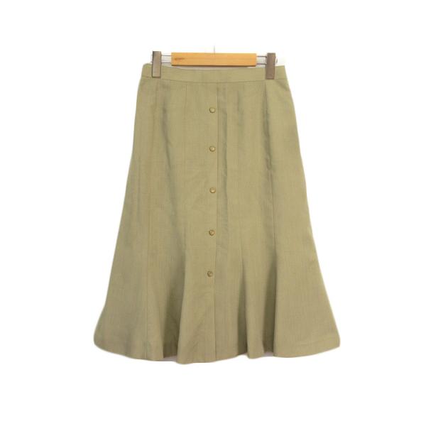 セシレーヌ Cecilene スカート フレア 72-96 緑 グリーン レディース【表記サイズ】72-96【実寸サイズ】ウエスト：69cm　ヒップ：100cm　スカート丈：69cm　　【素材】ポリエステル100%【色】くすんだグリーン　　...