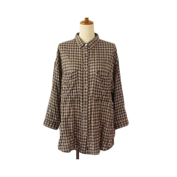 MANIN ROSSO マニンロッソ シャツ チェック ドルマンスリーブ F ベージュ レディース【表記サイズ】F【実寸サイズ】着丈：78cm　ゆき丈：70cm　裾幅：-cm　　【素材】再生繊維（テンセル）51% 綿48% ポリウレタン1%...