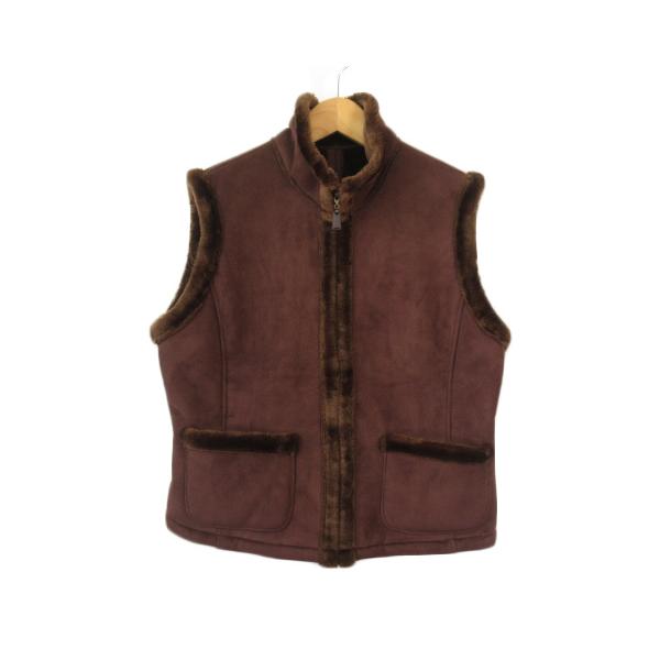 ジャンニ ロ ジュディチェ GIANNI LO GIUDICE ジャケット ベスト フェイクムートン ファー 42 茶 ブラウン レディース【表記サイズ】42【実寸サイズ】身幅：52cm　着丈：53cm　　【素材】表側 ポリエステル100%...