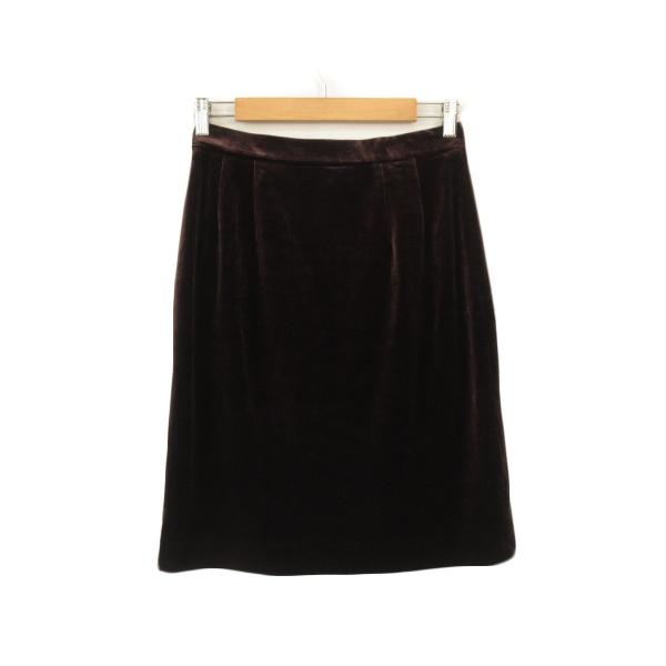 ルドルフヴァレンチノ Rudolph Valentino ヴィンテージ スカート ベロア ベルベット ワッペン 69 茶 ブラウン レディース【表記サイズ】69【実寸サイズ】ウエスト：68cm　ヒップ：94cm　スカート丈：56cm　　【素...